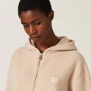 ジャケット・アウター Miu Miu Wool Hooded Coats Miu Miu Wool And Cashmere Hoodie Jacket - Sand Beige | Editorialist